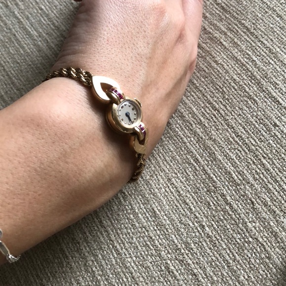 Vintage | Accessories | Vintage Rope Braided Gold And Ruby Watch | Poshmark